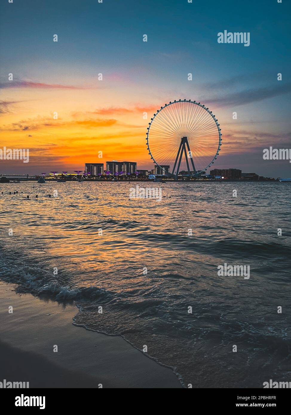 View of Marina JBR beach and the Ain Dubai Giant ferris Wheel in Meraas ...