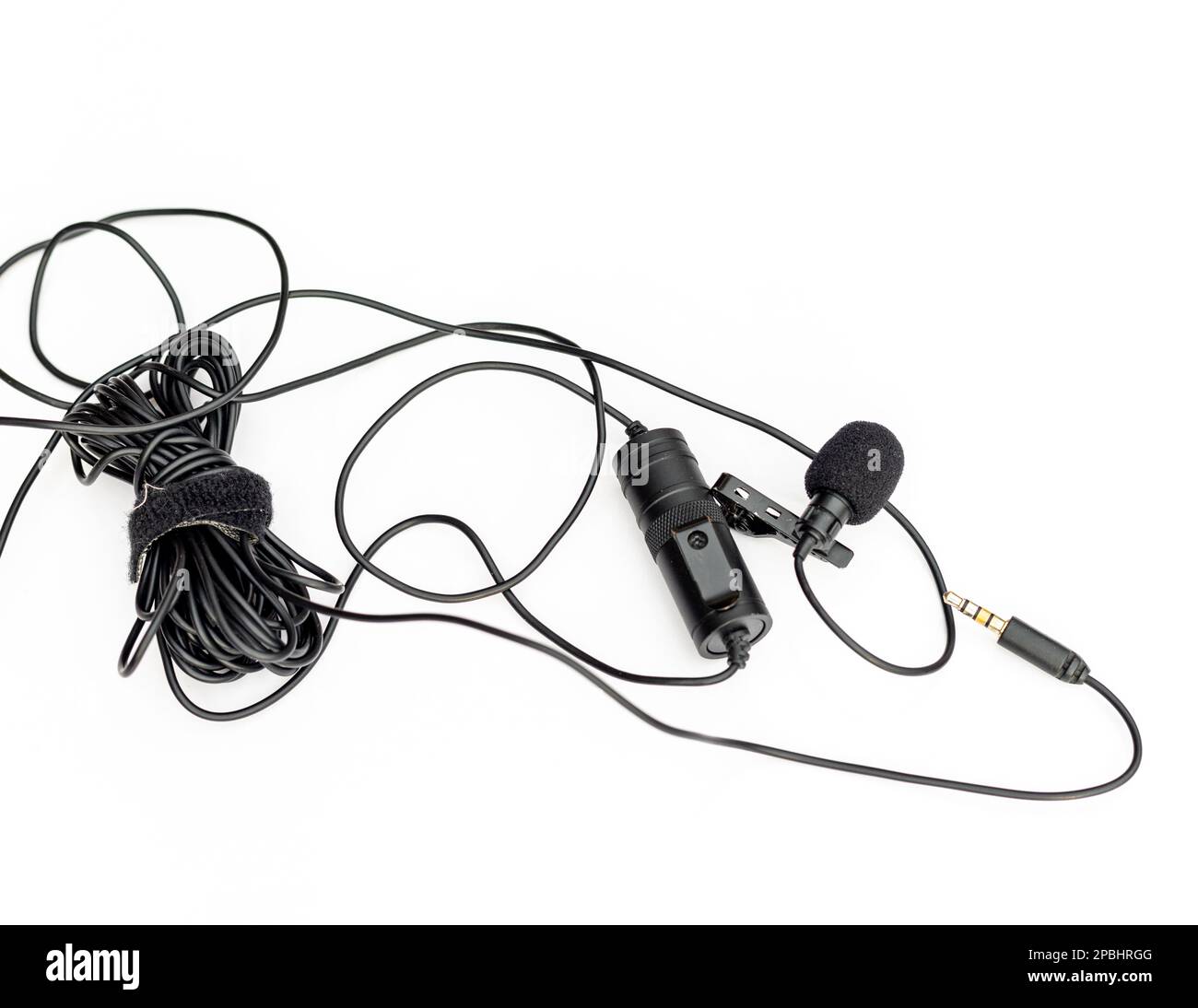 Small collar mic isolated on white background Stock Photo - Alamy