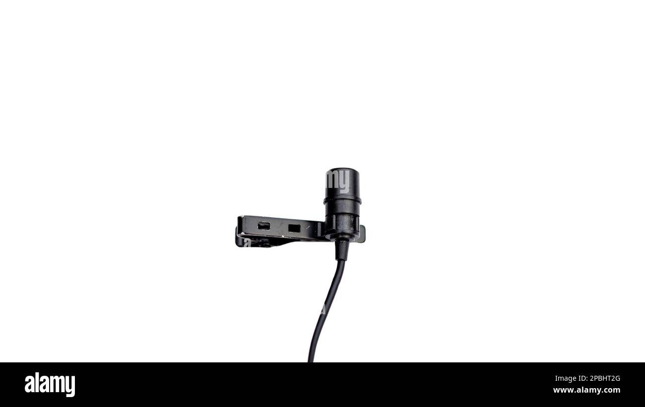 Collar mic isolated on white background Stock Photo - Alamy