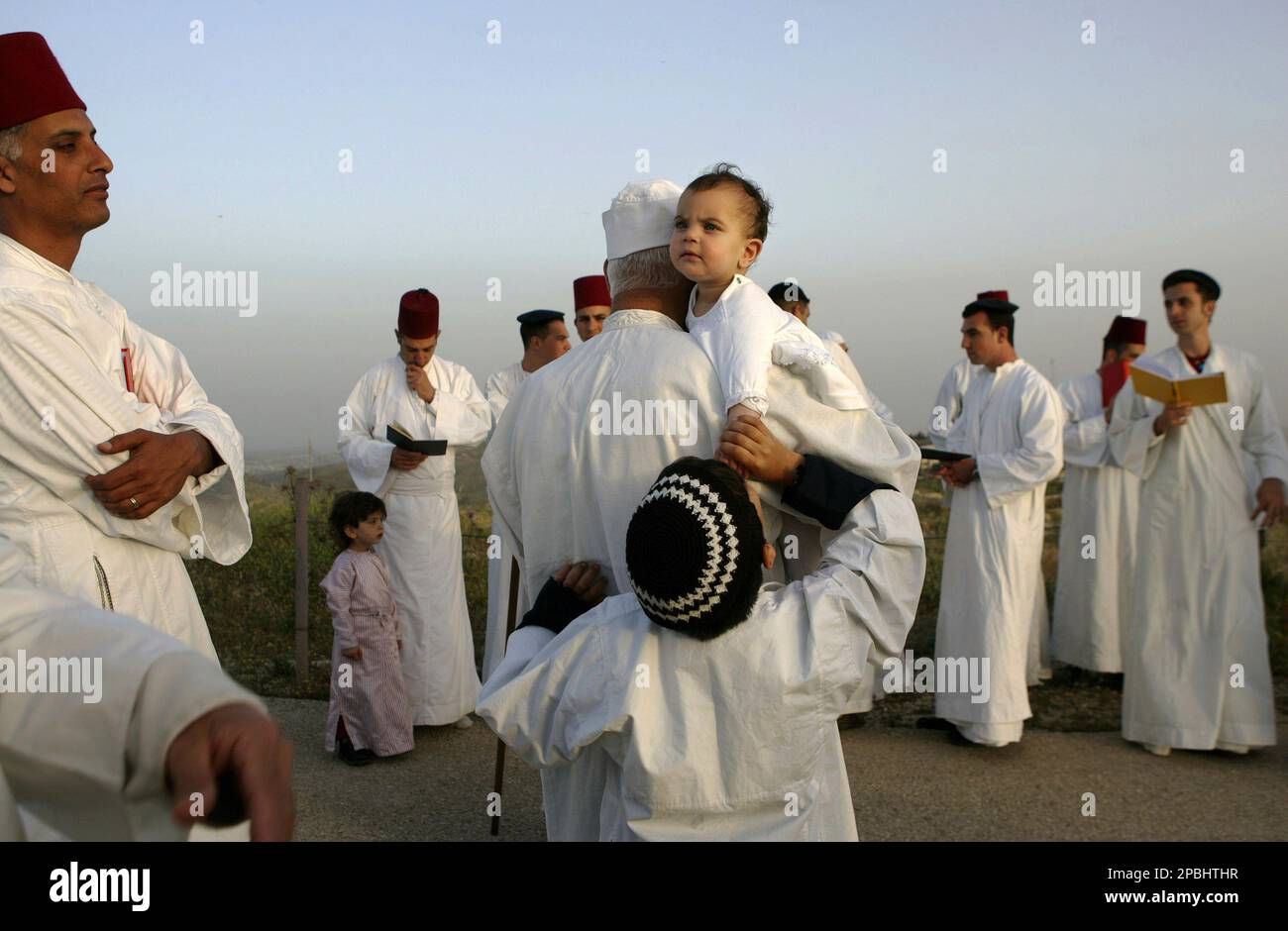 Members of the Ancient Samaritan community pray during a pilgrimage ...