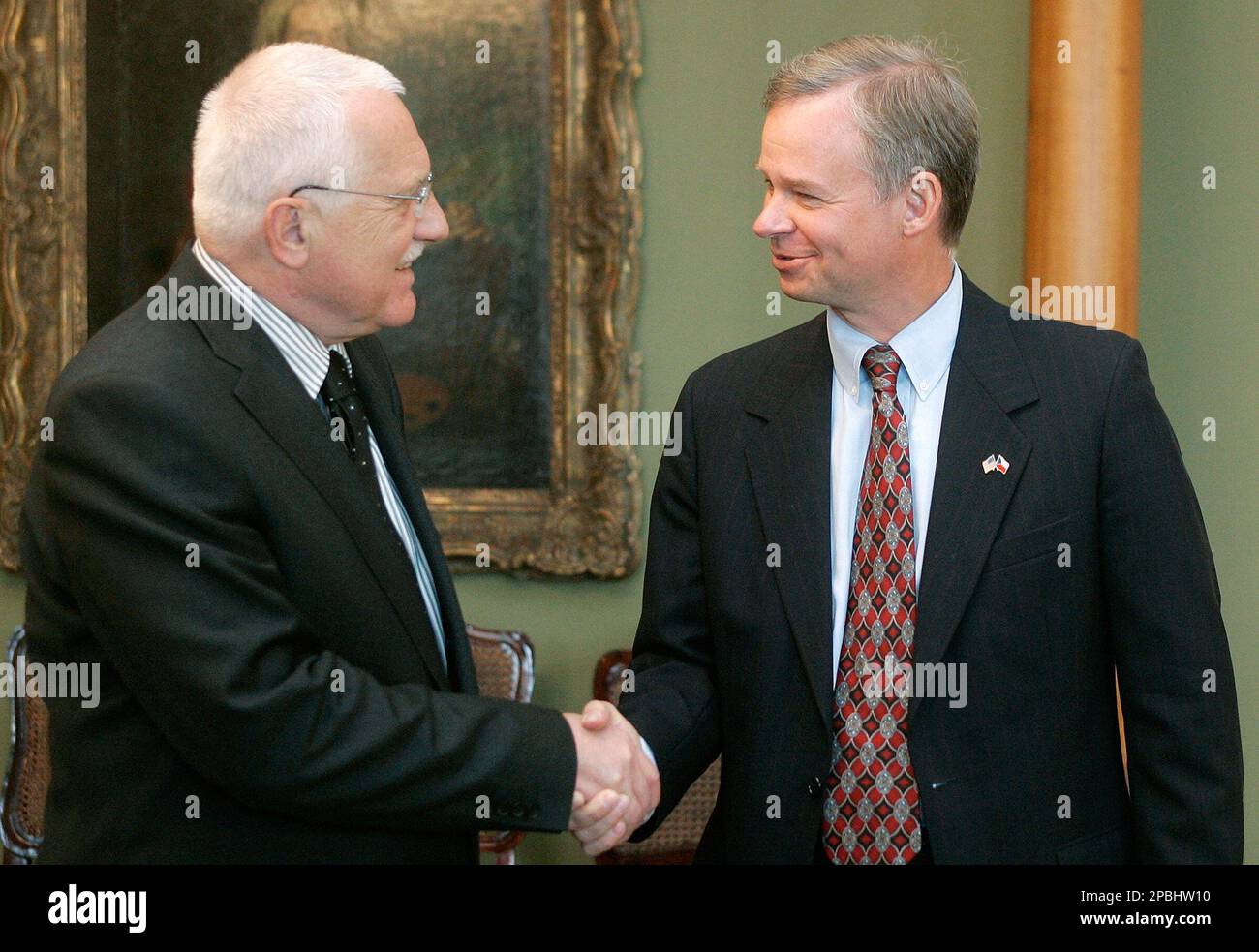 U.S. ambassador to the Czech Republic Richard W. Graber, right, shakes ...