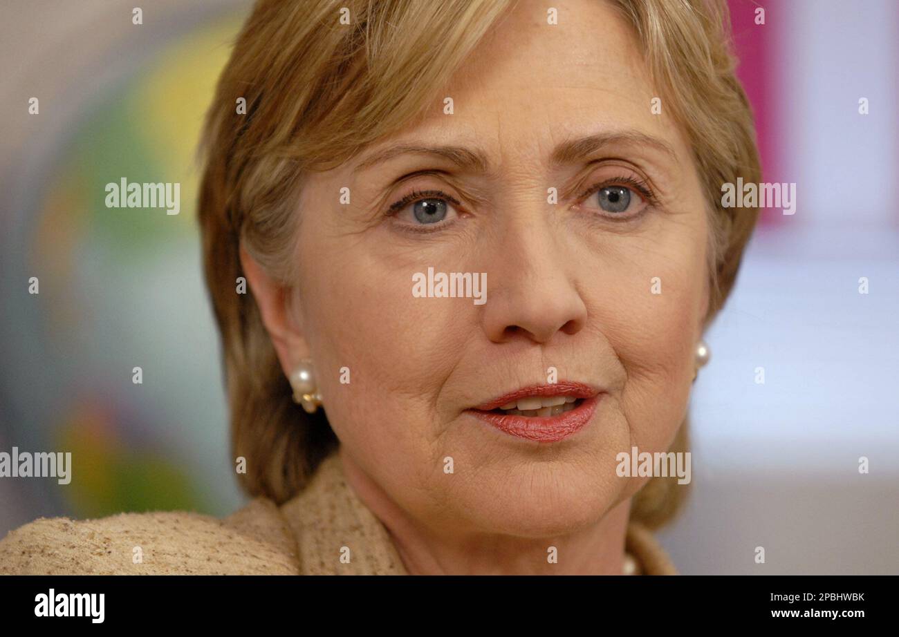 Sen. Hillary Rodham Clinton speaks during an interview Sunday May 6 ...
