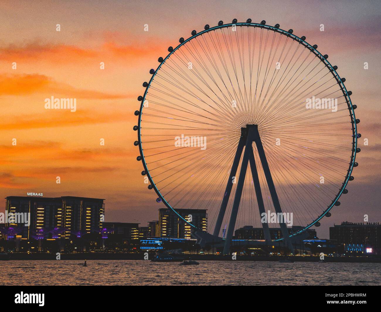 View of Marina JBR beach and the Ain Dubai Giant ferris Wheel in Meraas ...
