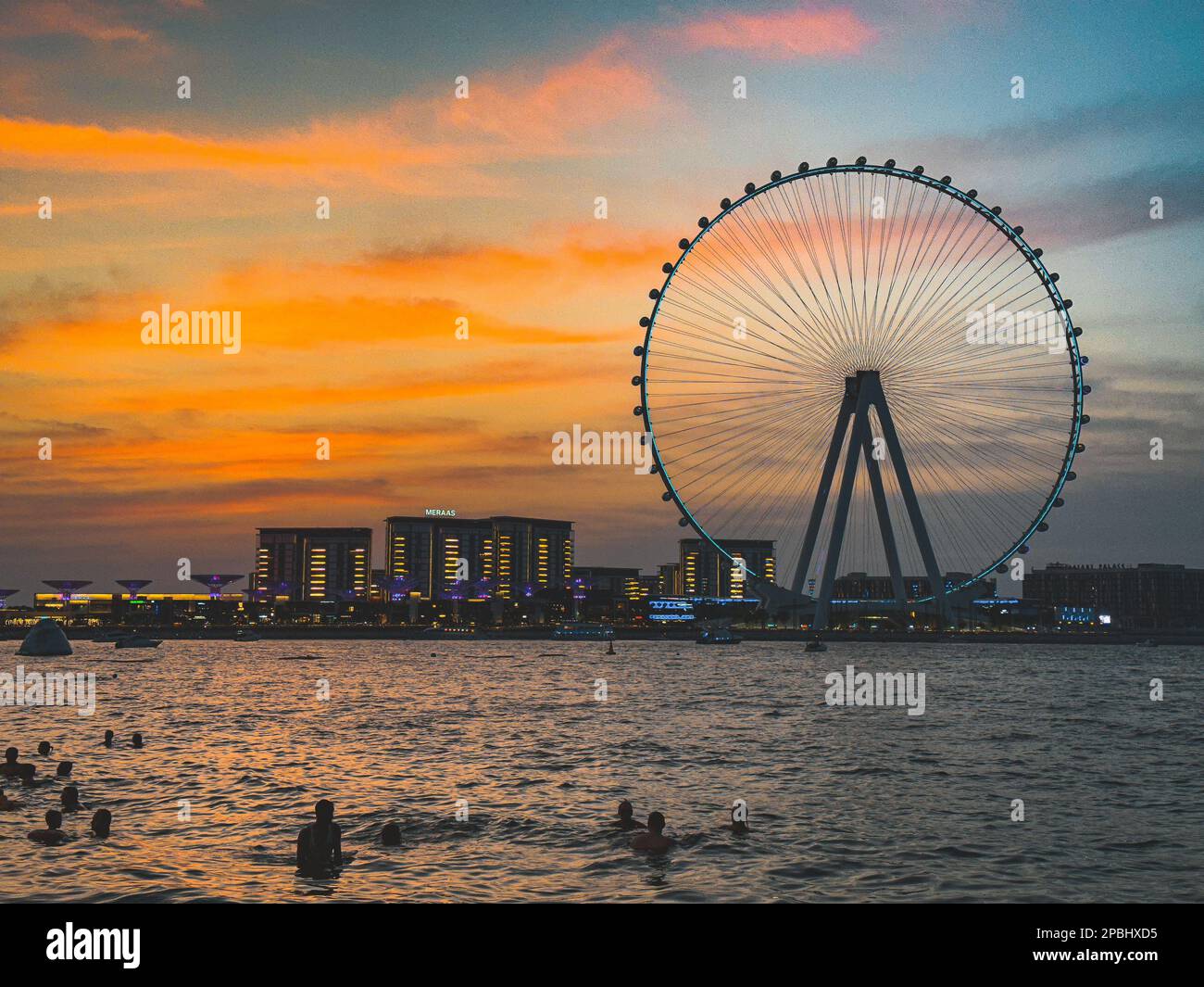 View of Marina JBR beach and the Ain Dubai Giant ferris Wheel in Meraas ...