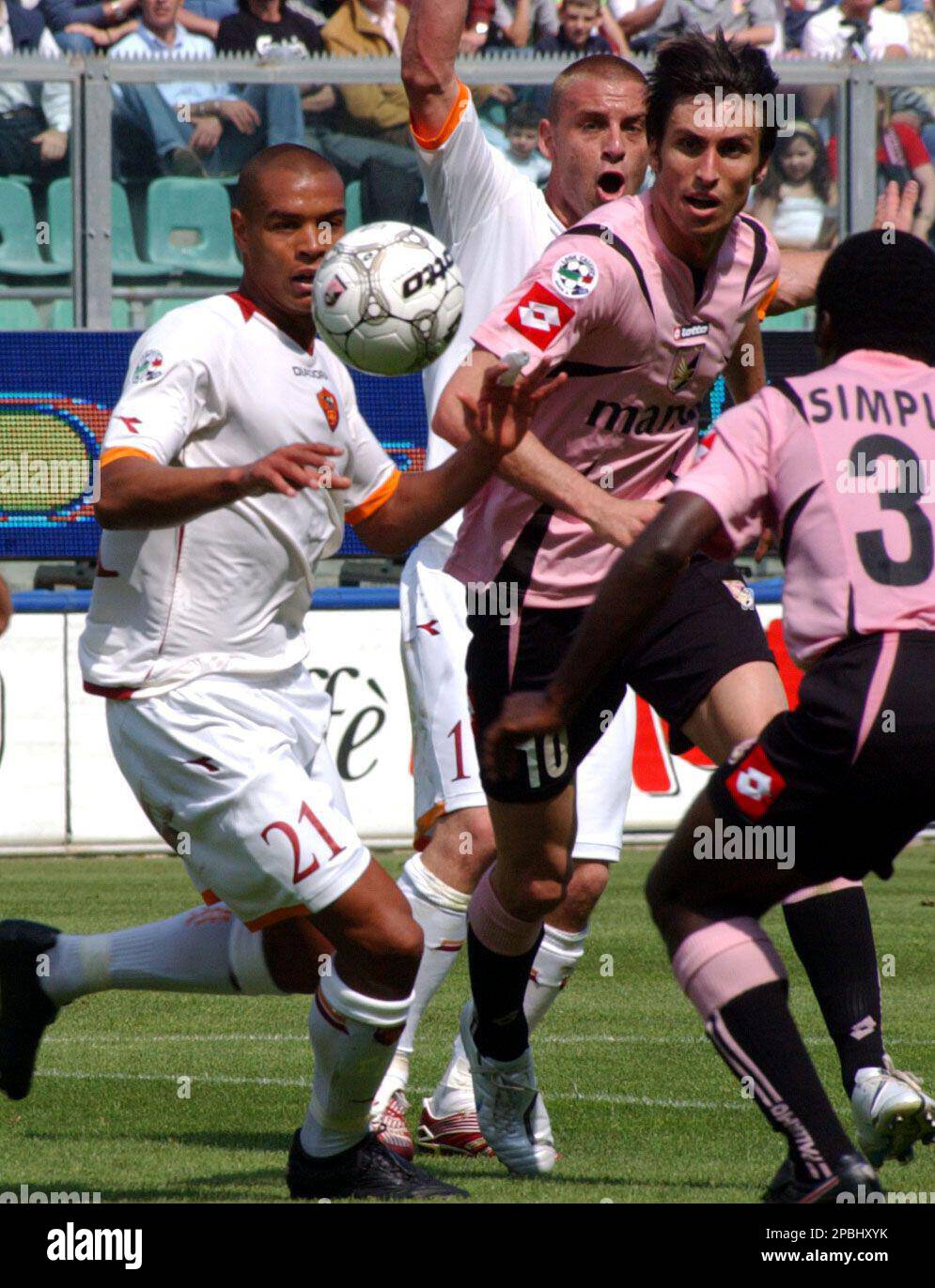 AS Roma's defender Matteo Ferrari, left, and Palermo's striker Andrea ...