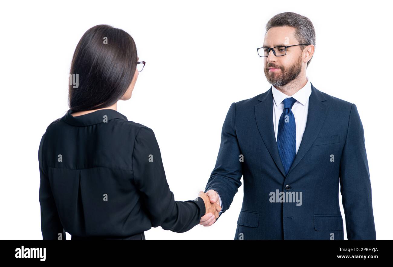 partnership deal at negotiation isolated on white background ...