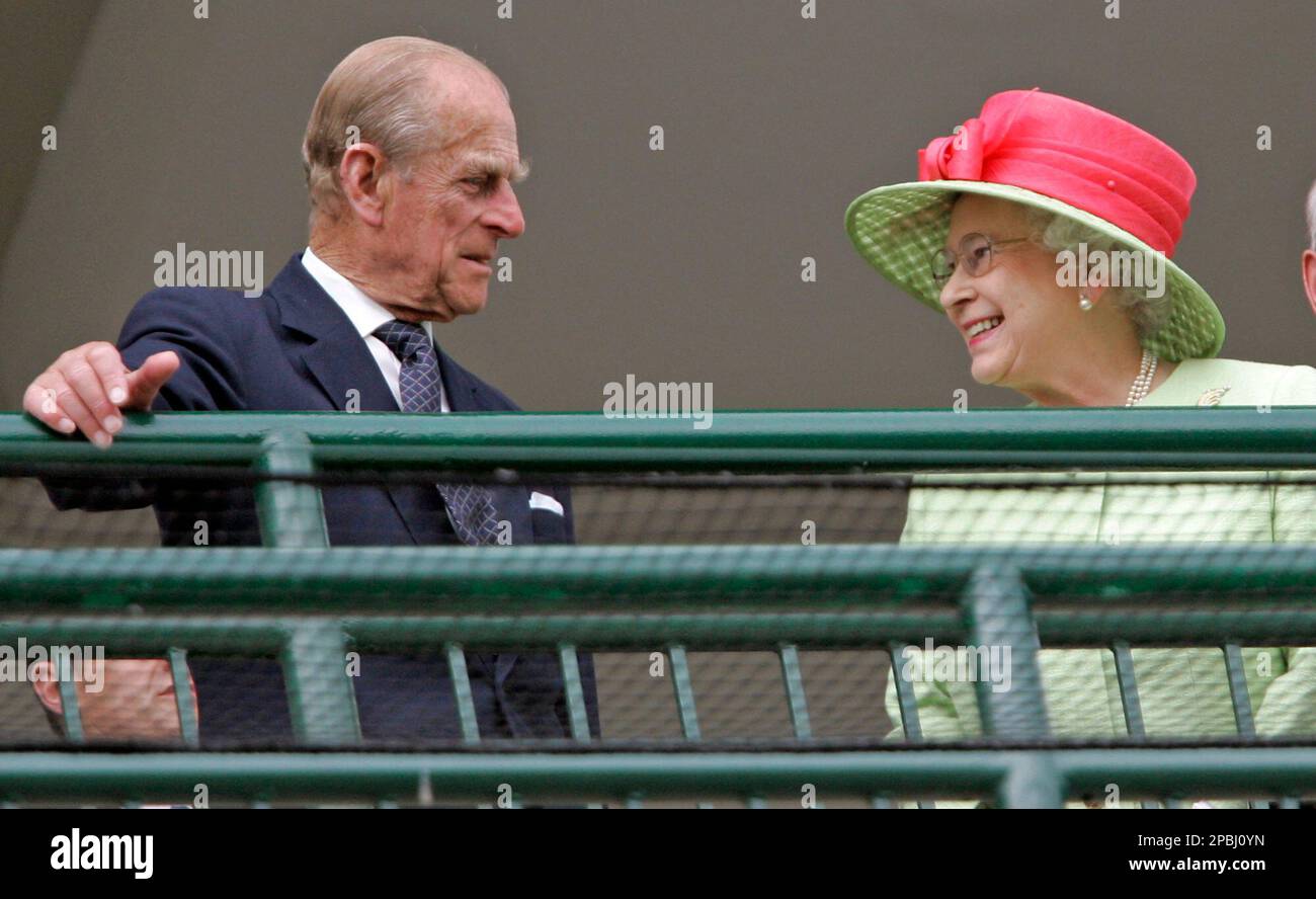 Queen Elizabeth II chats with Prince Philip at the 133rd Kentucky Derby ...