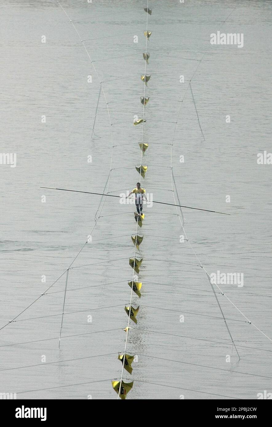 Colombia's Alan Martinez walks a high wire during the 1st World High ...