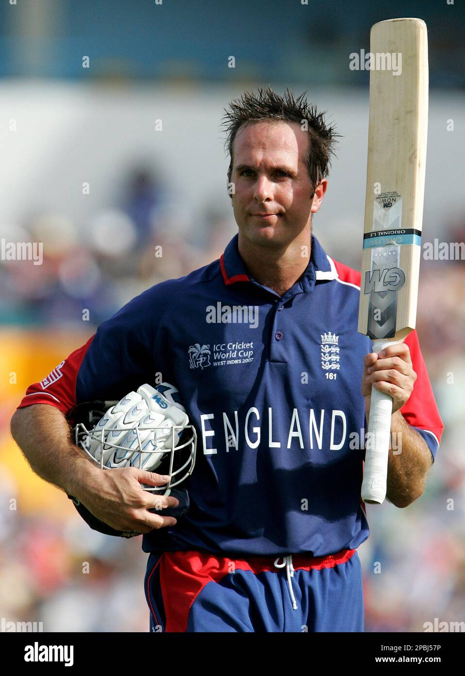 ** FILE ** England captain Michael Vaughan lifts his bat while making ...
