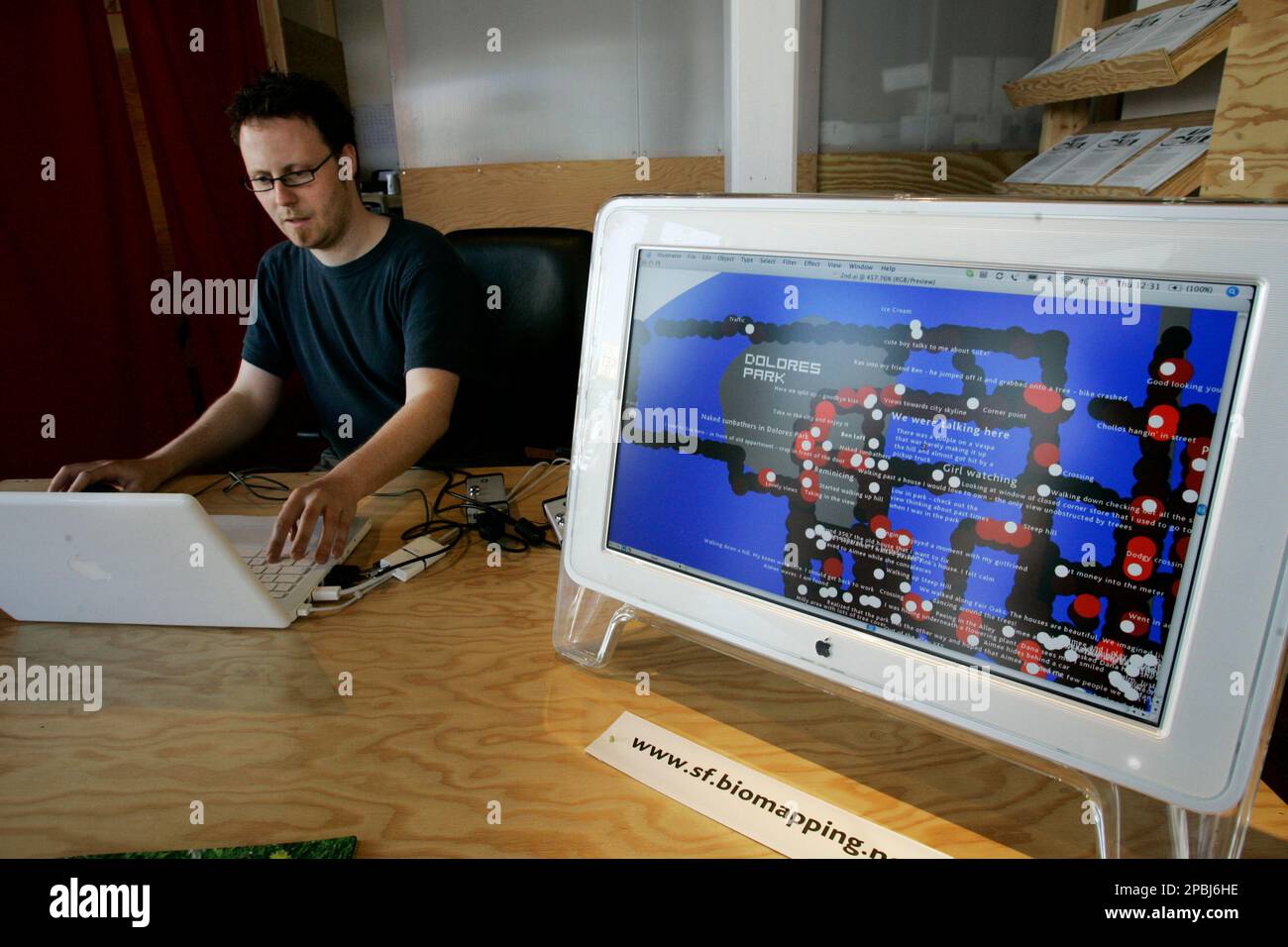 Artist Christian Nold displays a map of San Francisco's Mission ...