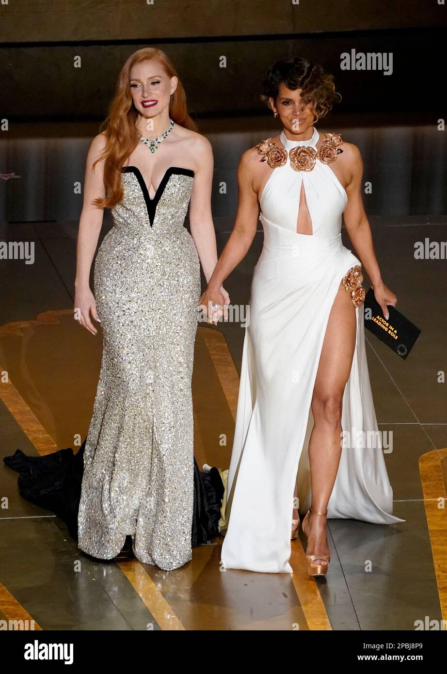 Jessica Chastain, left, and Halle Berry present the award for best ...