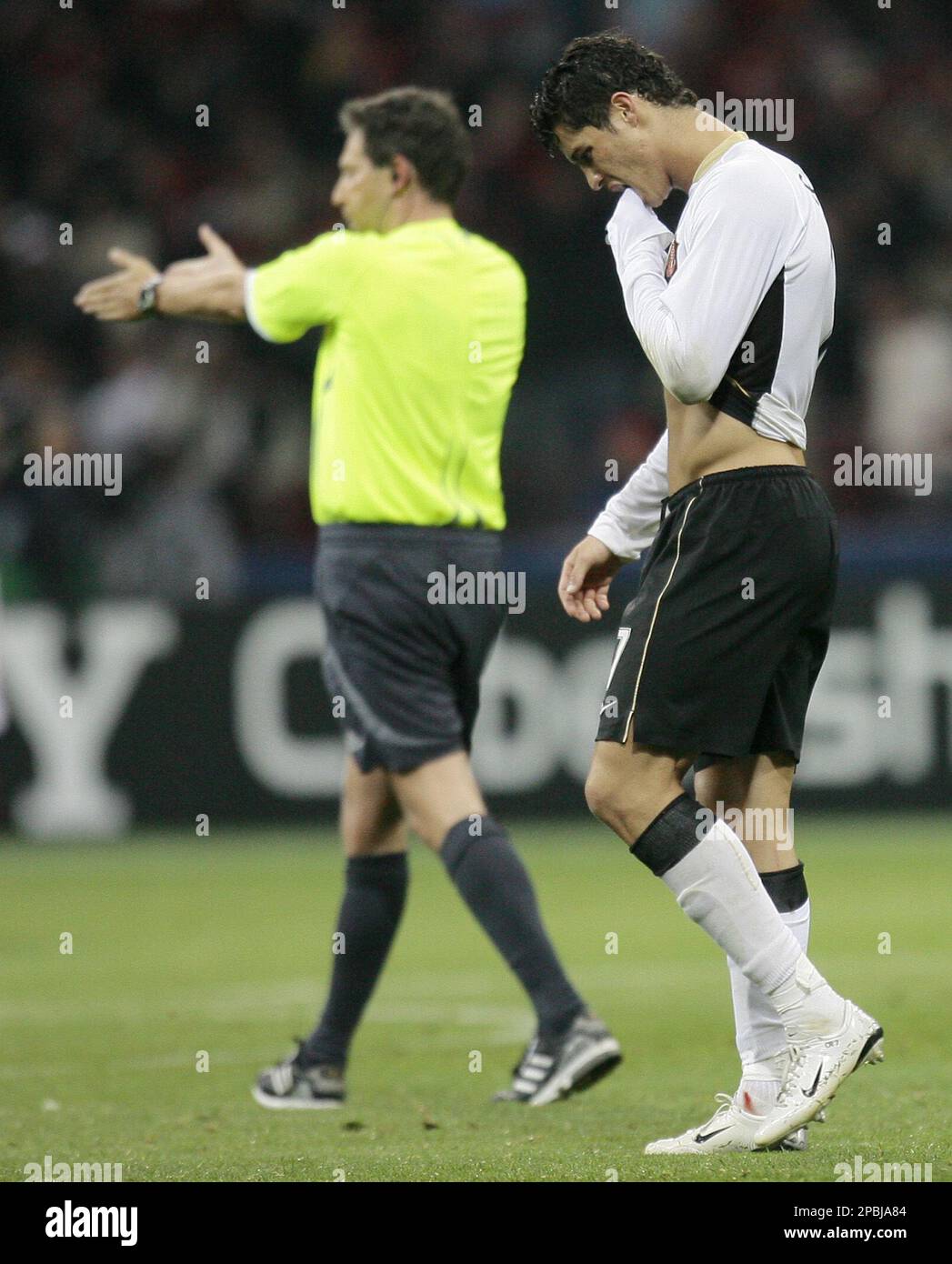Manchester United's Cristiano Ronaldo of Portugal reacts at the end of ...