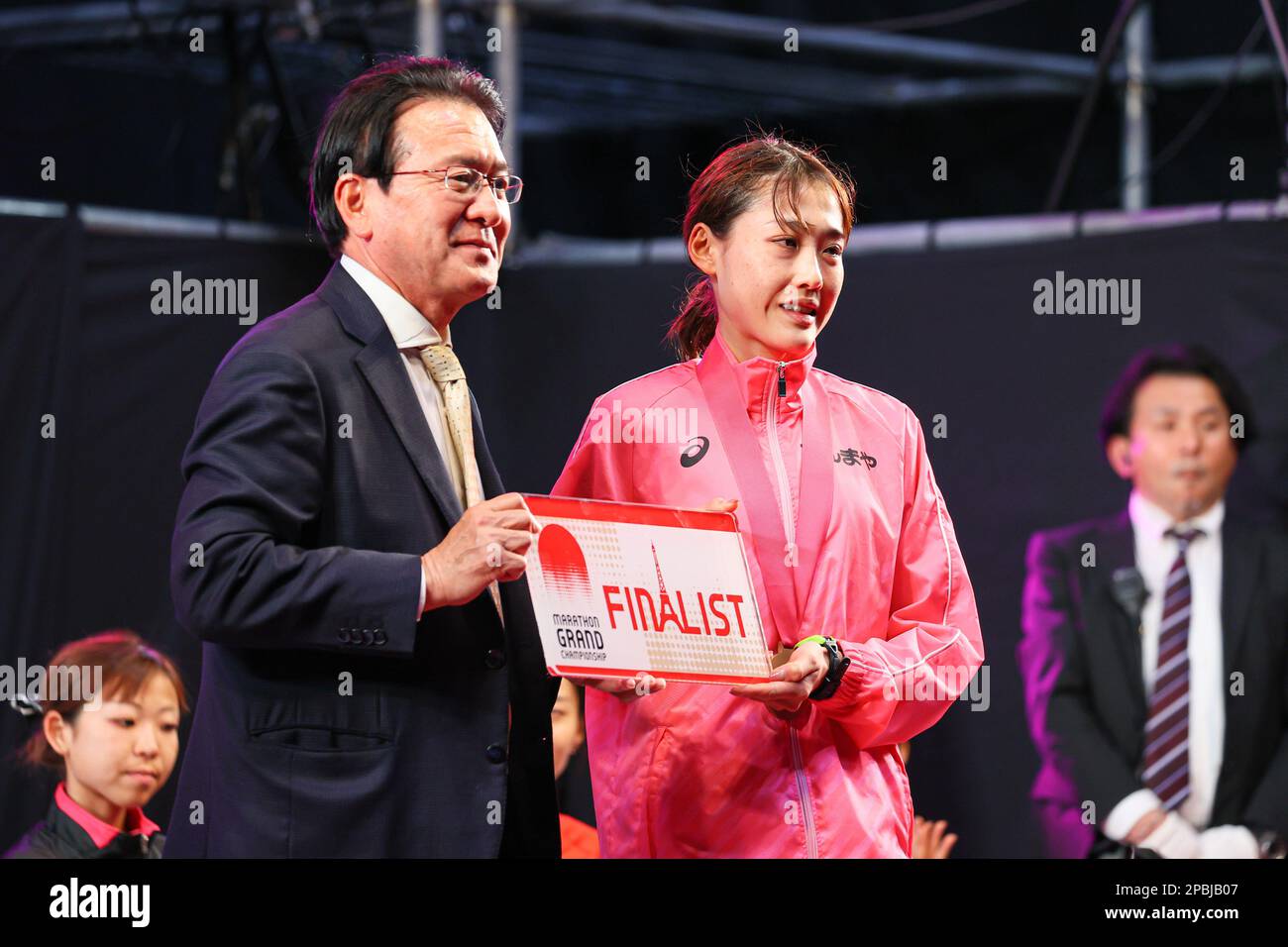 Nagoya, Aichi, Japan. 12th Mar, 2023. (L-R) Toshihiko Seko, Honami ...