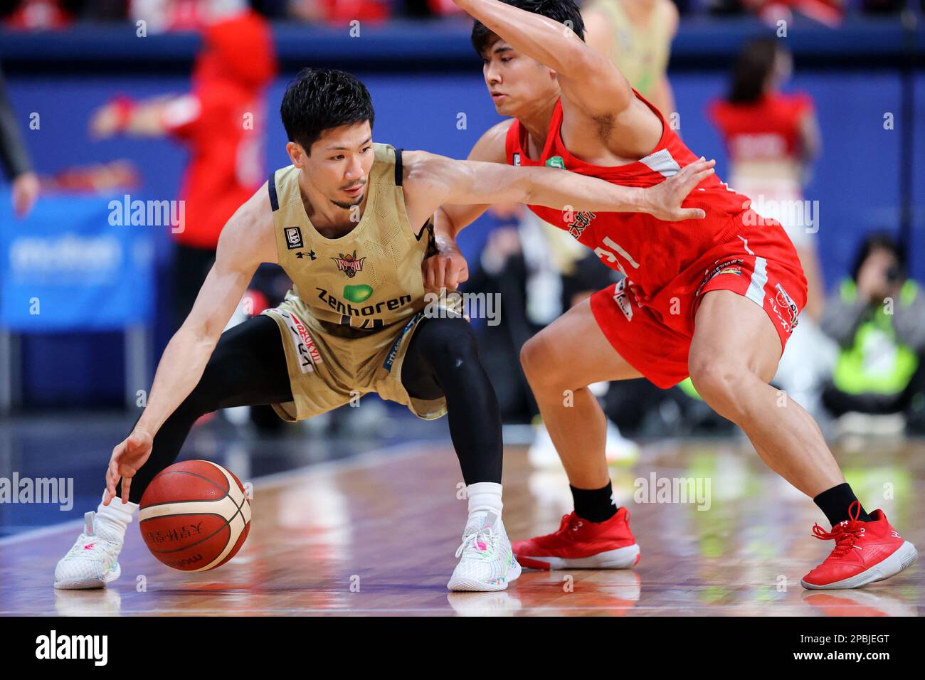Ariake Coliseum, Tokyo, Japan. 12th Mar, 2023. (L-R) Ryuichi Kishimoto (Golden Kings), Shuta ...