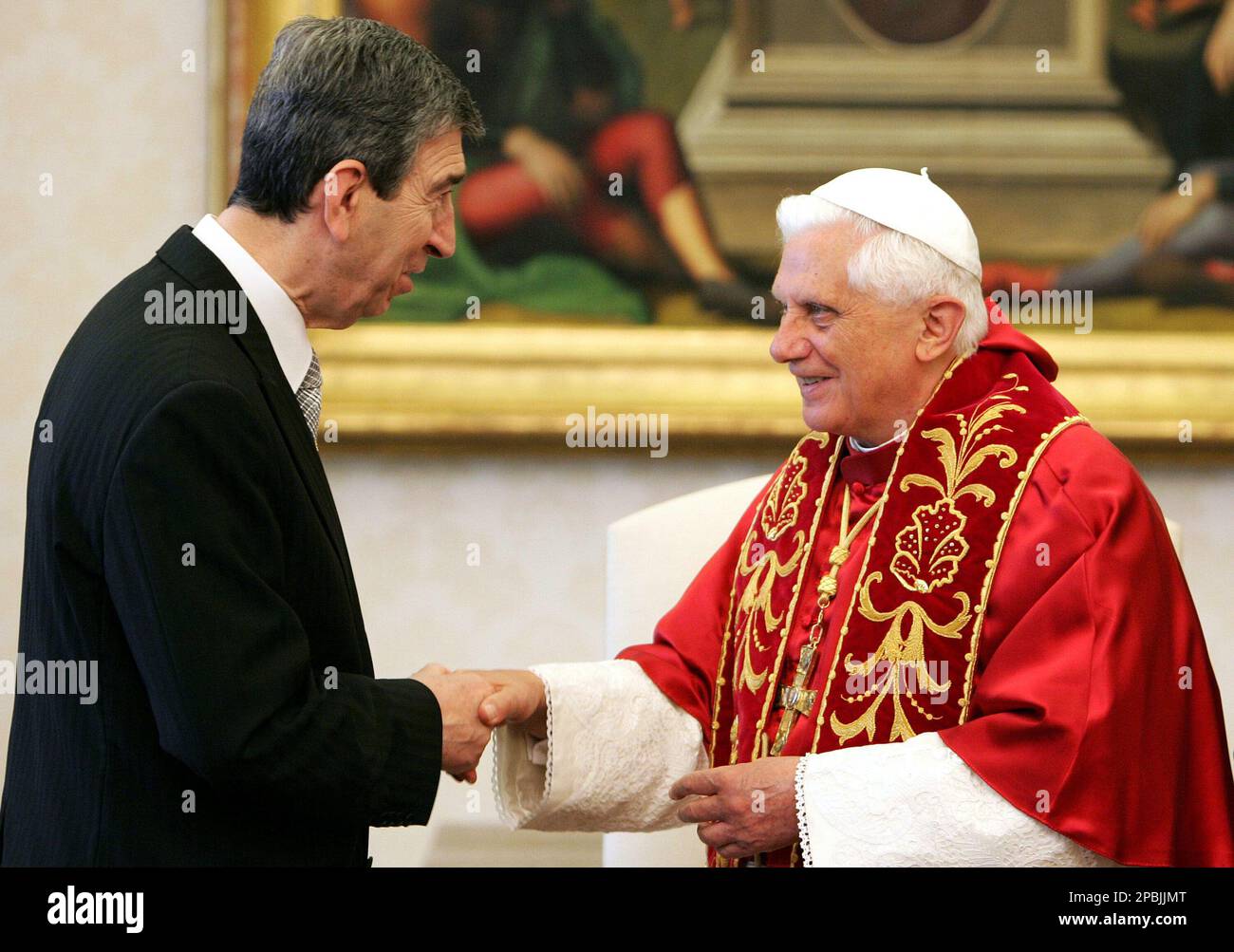 Pope Benedict XVI shakes hands with Andorra's head of government Albert ...