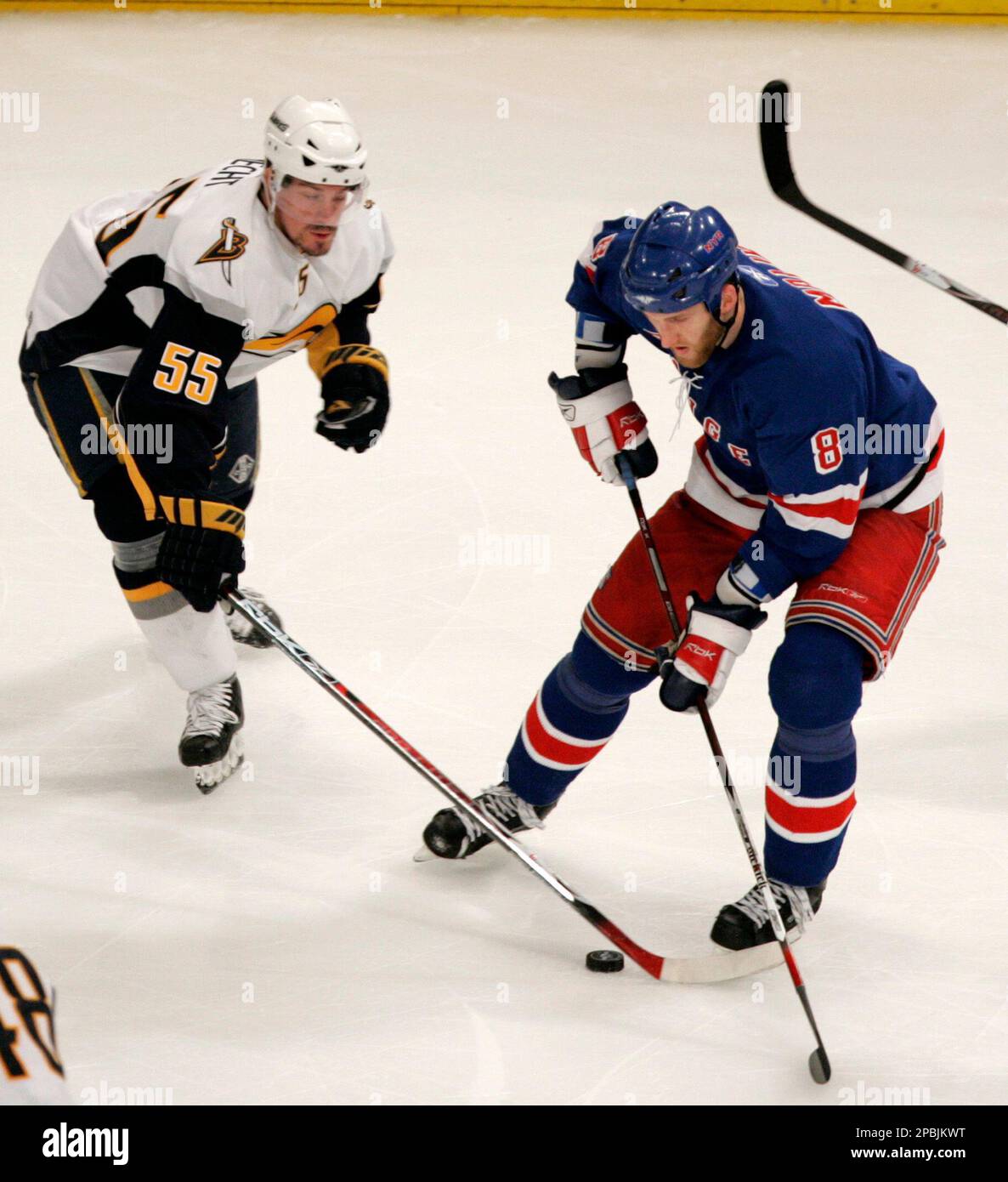 Buffalo Sabres' Jochen Hecht (55) fights for the puck against New York ...