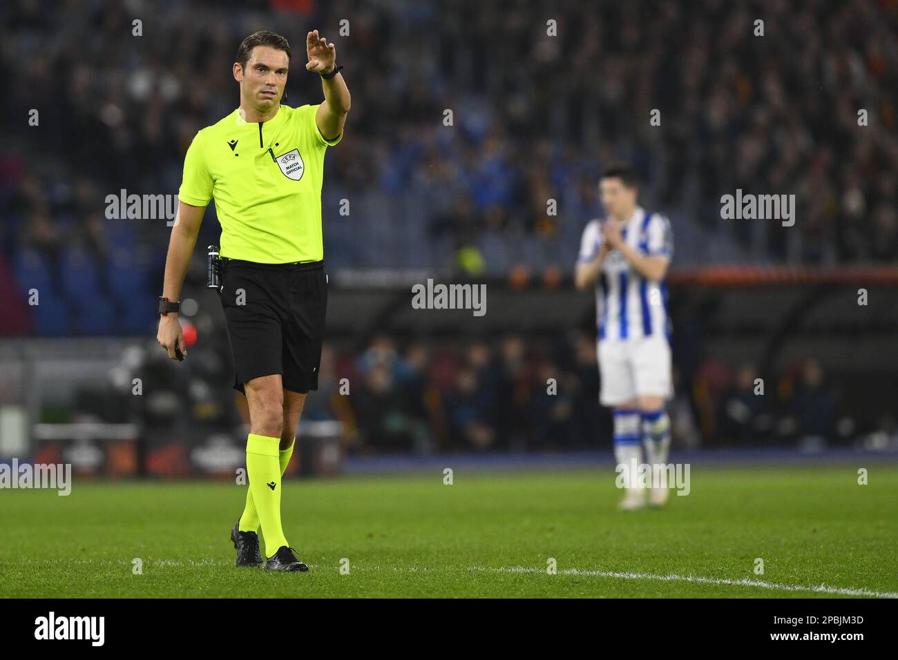 Referee Sandro Scharer (SUI) during the first leg of the round of 16 of ...