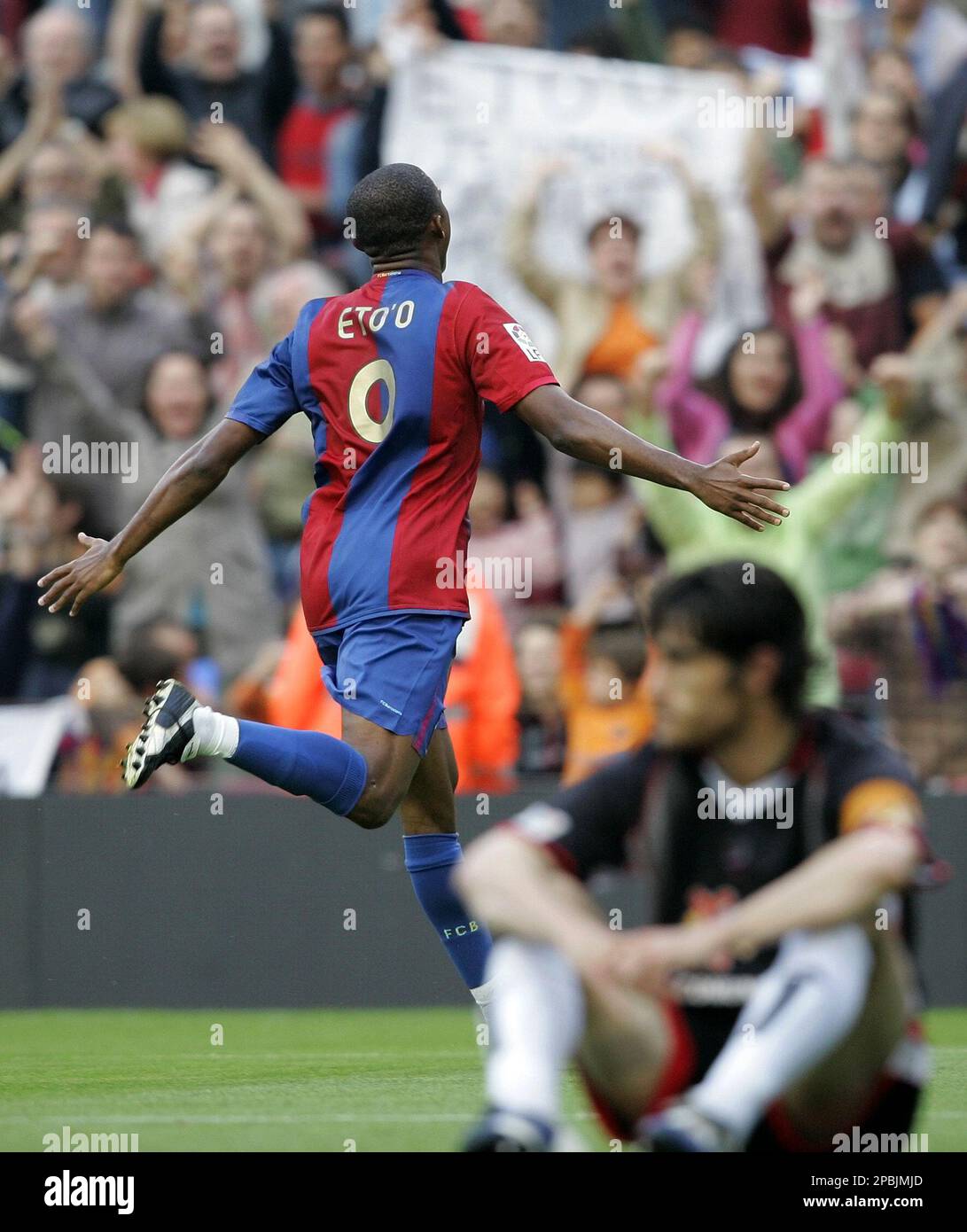 FC Barcelona player Samuel Etoo, from Cameroon, celebrates after ...
