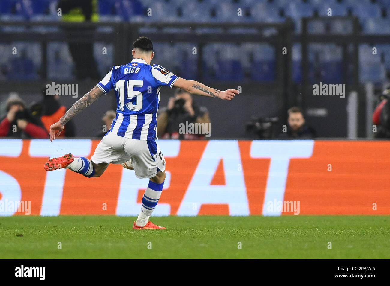 Diego Rico of Real Sociedad de Futbol during the first leg of the round ...