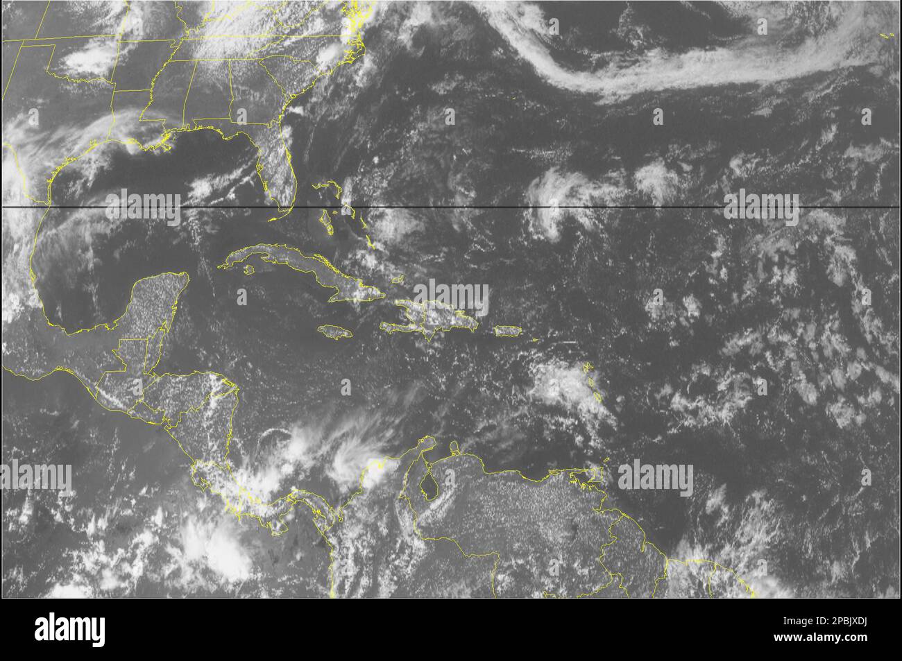 This NOAA satellite image taken Friday, April 27, 2007 at 2:15 p.m. EDT shows few clouds in the ...