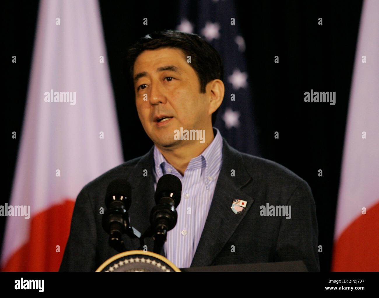 Japanese Prime Minister Shinzo Abe speaks during a joint press ...