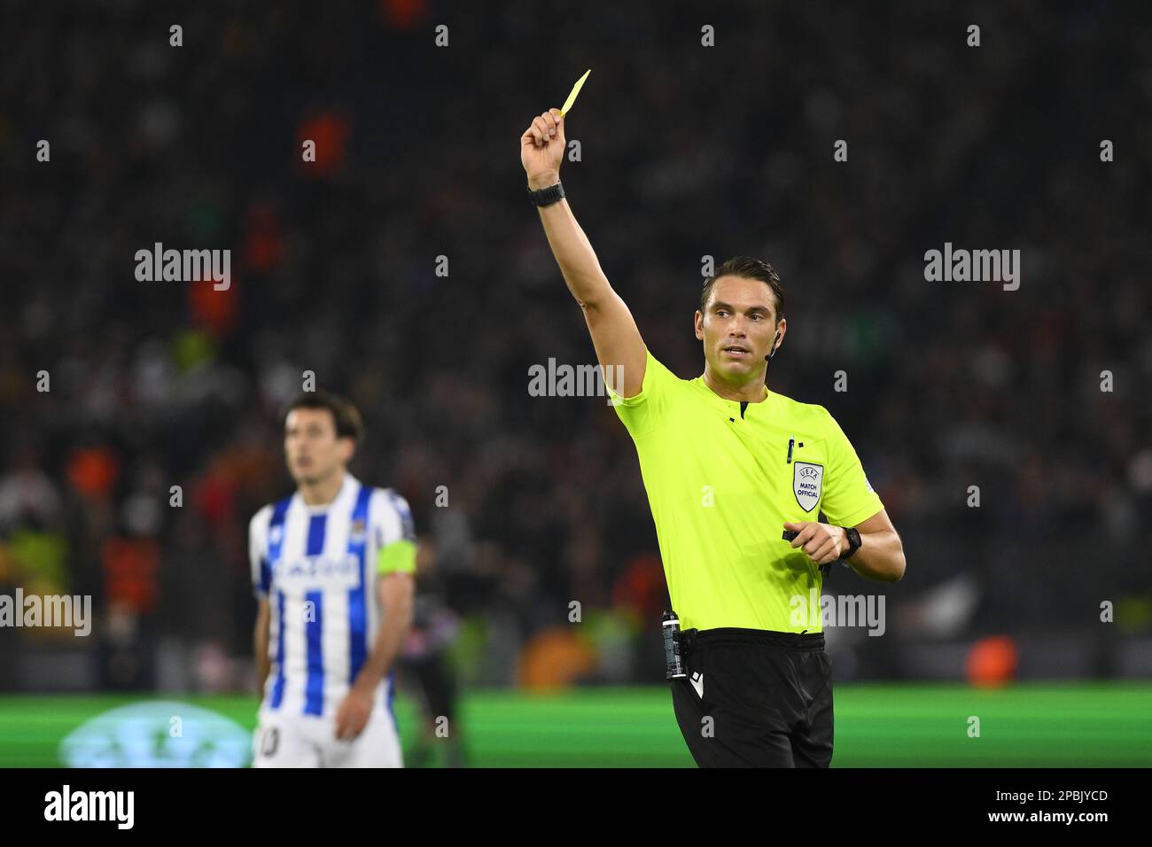 Referee Sandro Scharer (SUI) during the first leg of the round of 16 of ...