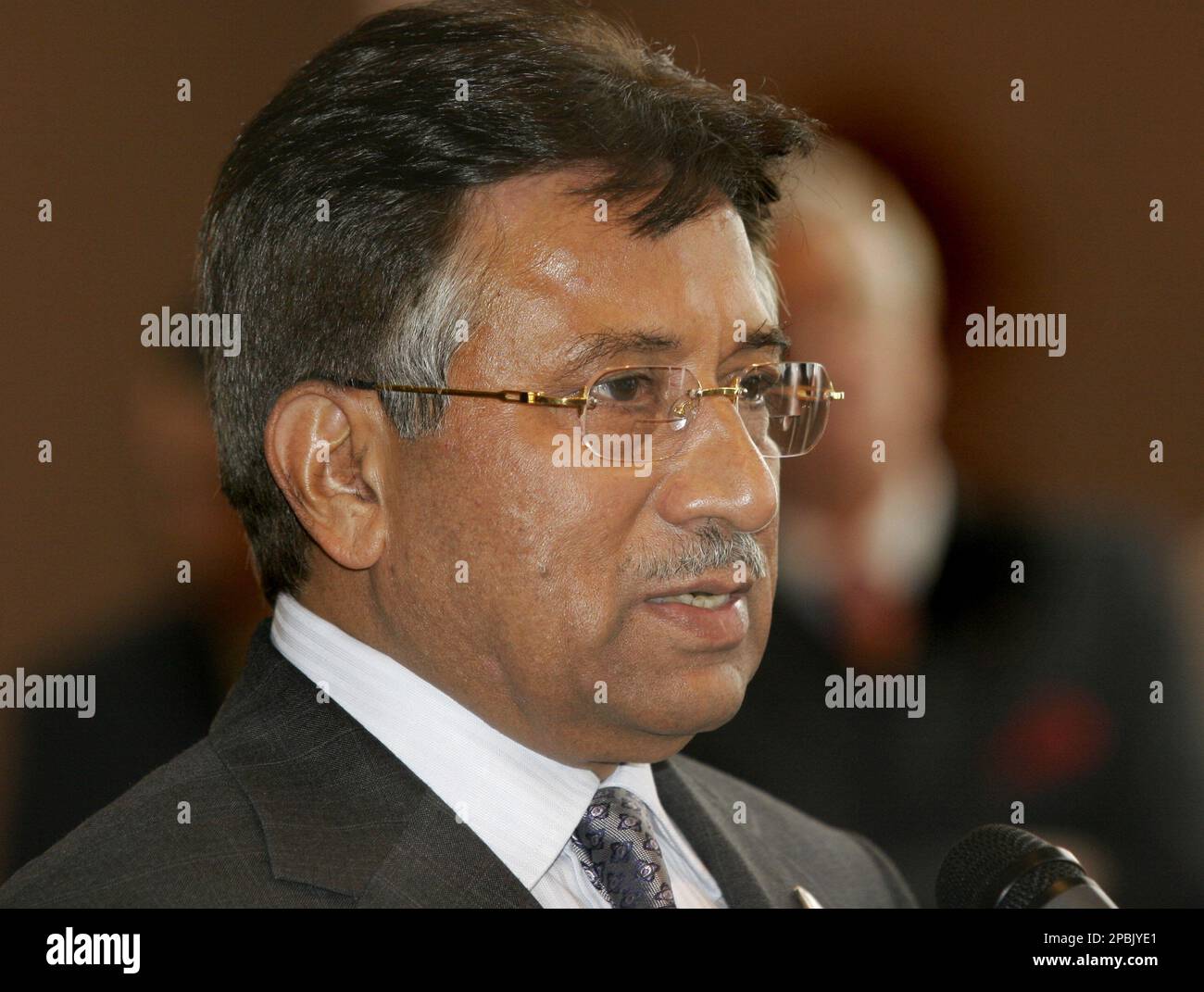 Pakistan President Pervez Musharraf speaks during press conference in ...