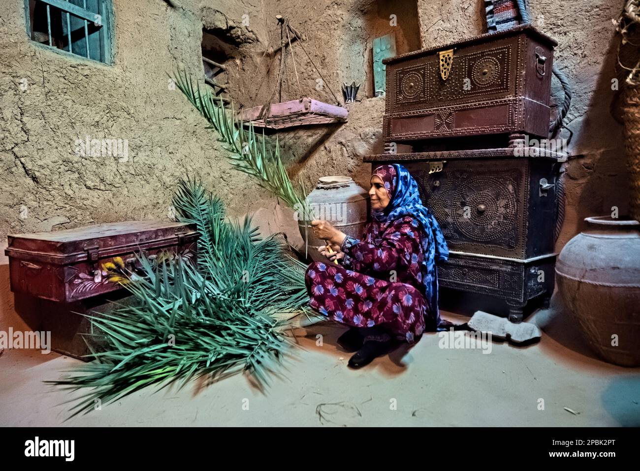 Traditional broom of date palm leaves, Bait al Safah, Al Hamra, Oman ...