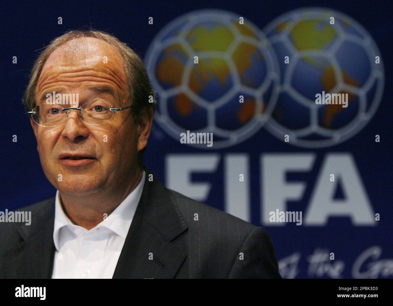 FIFA secretary general Urs Linsi answers journalist's questions during ...