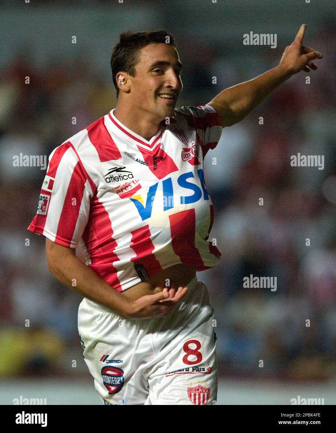 Mexico's Necaxa's Juan Salgueiro celebrates after scoring against Peru ...