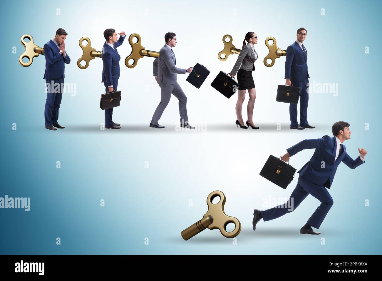 Concept of businessman escaping from the office routine Stock Photo - Alamy