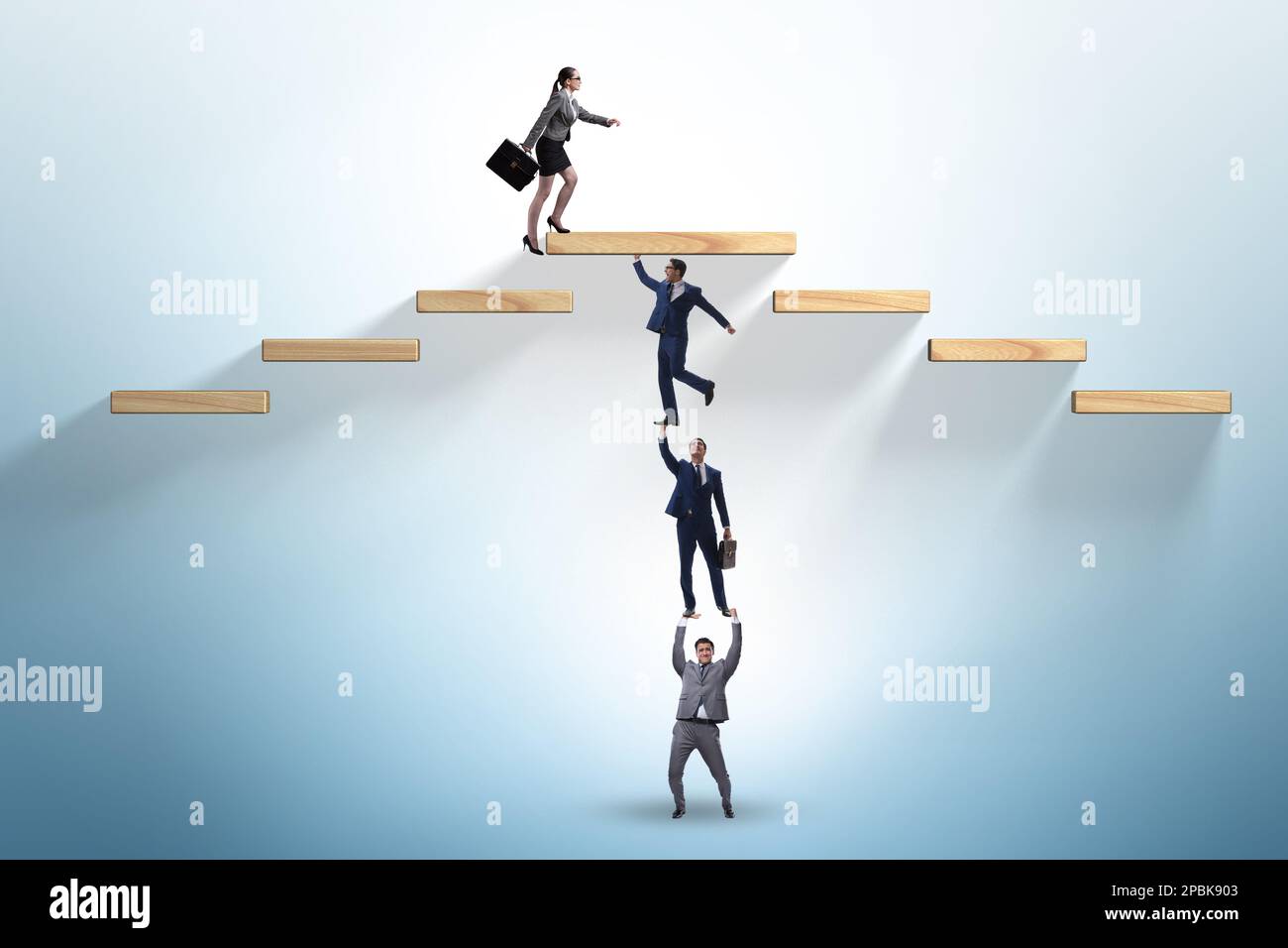 Teamwork concept with the businessmen helping each other Stock Photo ...