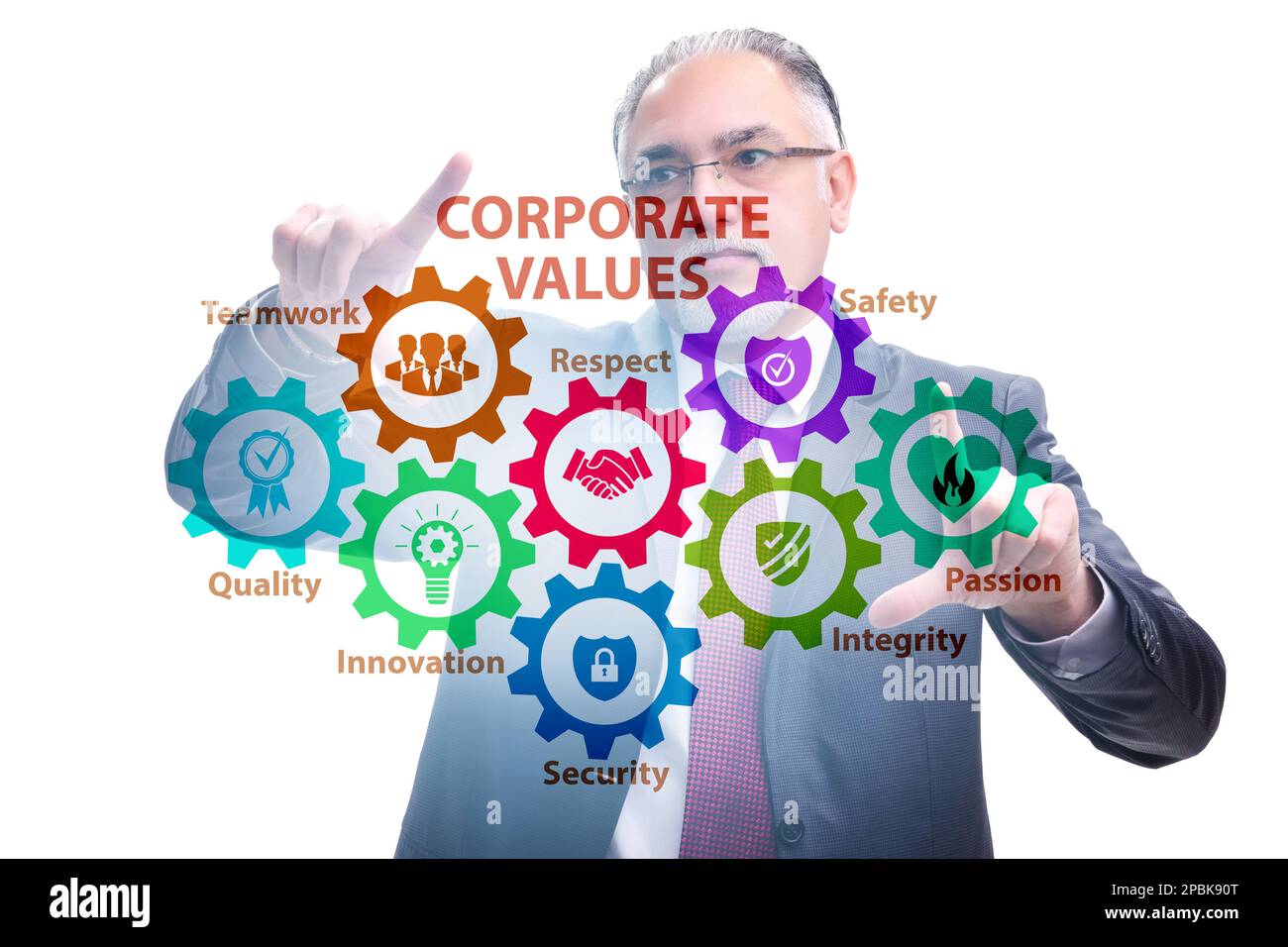 Businessman in corporate values concept Stock Photo - Alamy