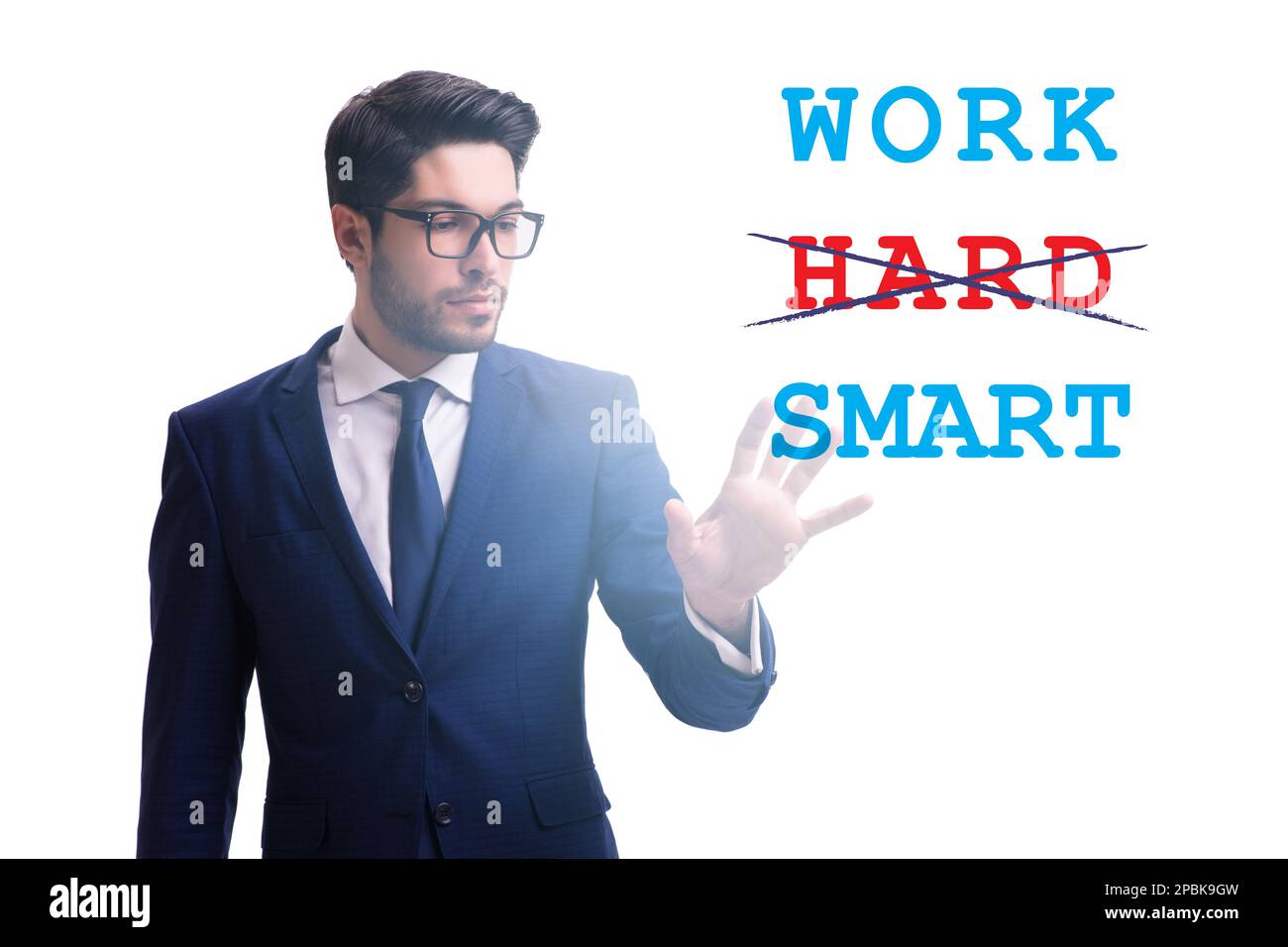 Businessman in the working smart not hard concept Stock Photo - Alamy