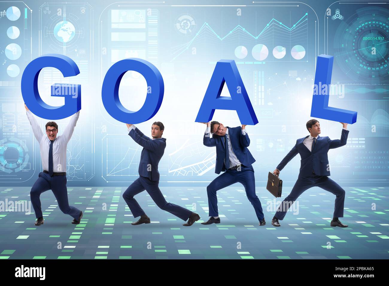 Businessman in the goal concept carrying letters Stock Photo - Alamy