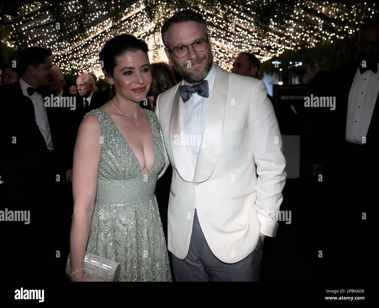 Lauren Miller, left, and Seth Rogan attend the Governors Ball after the ...