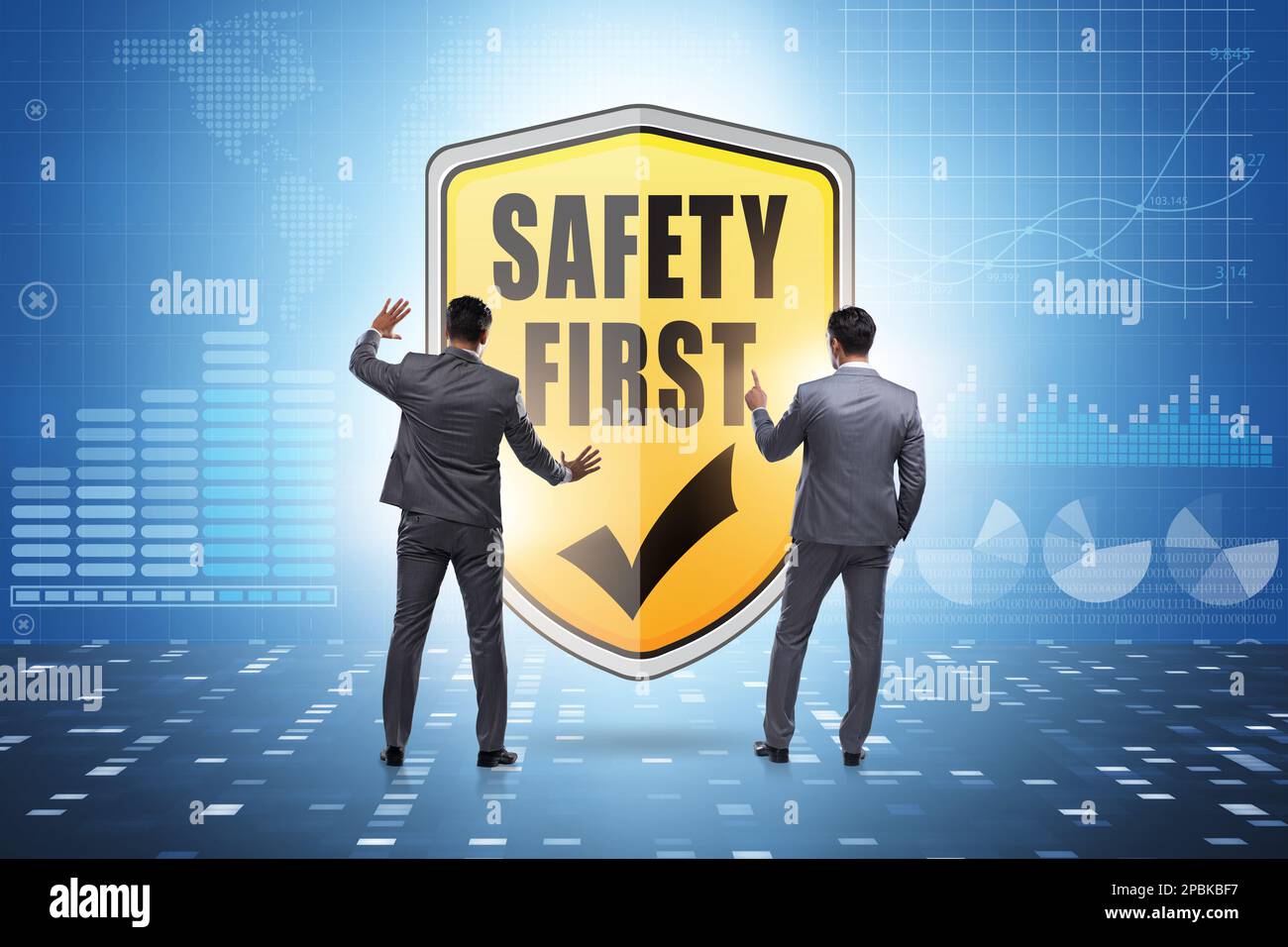 Safety first concept with the businessman Stock Photo - Alamy