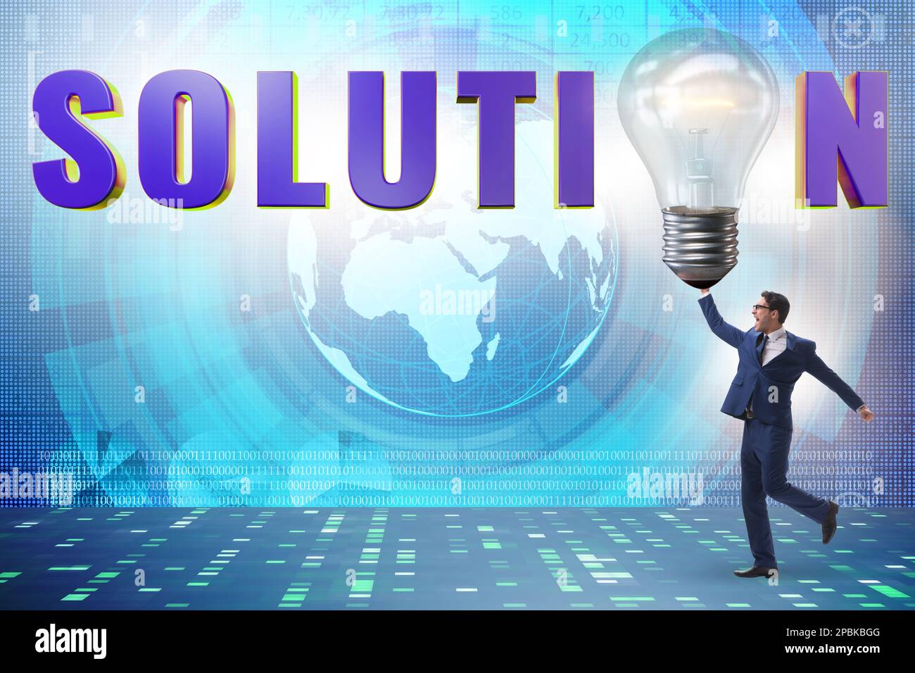 Concept of soluton with the businessman and lightbulb Stock Photo - Alamy