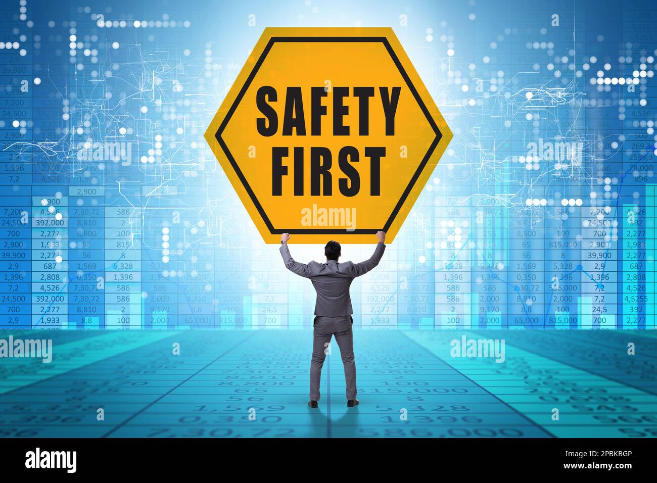 Safety first concept with the businessman Stock Photo - Alamy