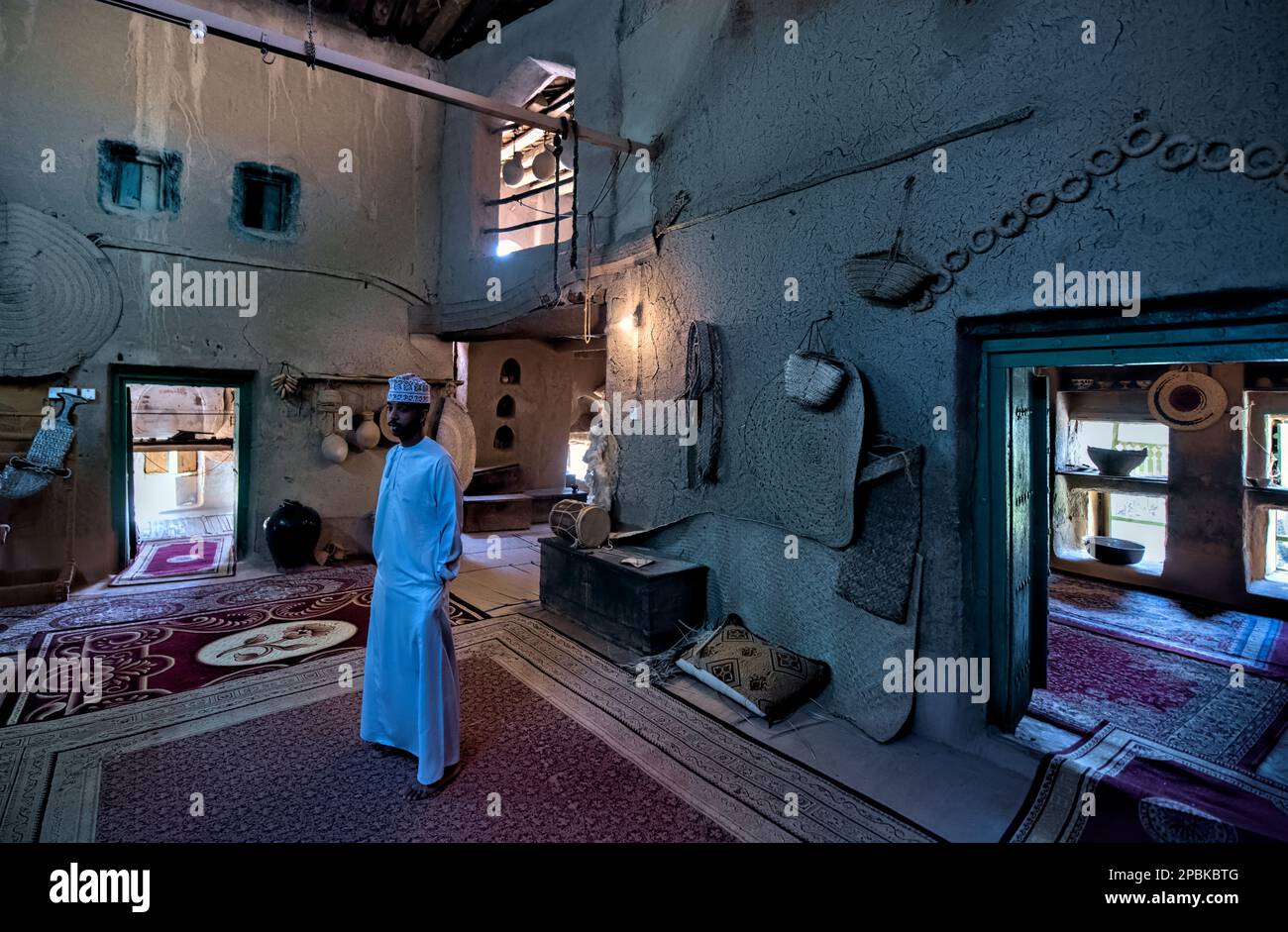 Interior of a traditional Omani home, Bait al Safah, Al Hamra, Oman ...