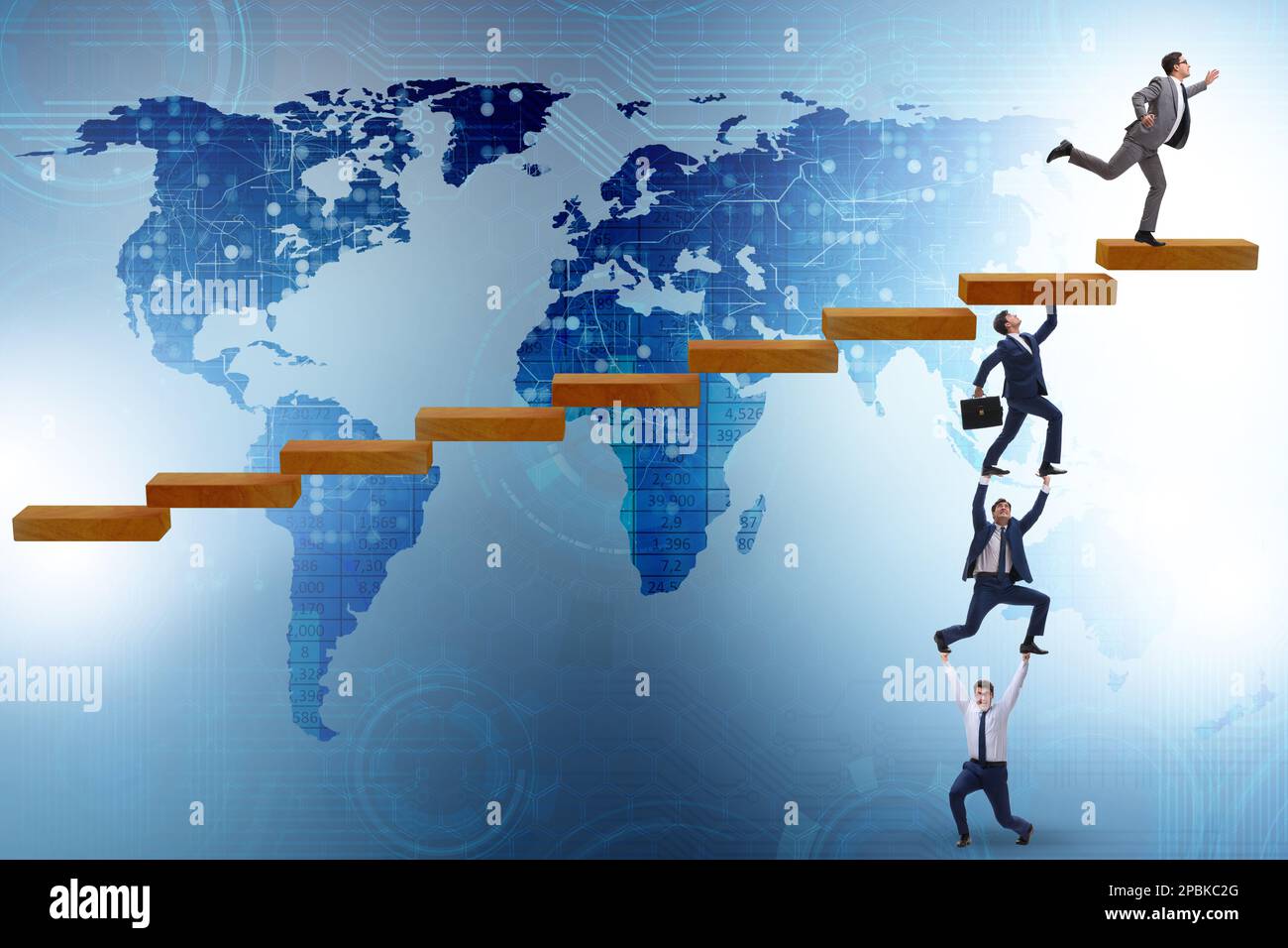 Teamwork concept with the businessmen helping each other Stock Photo ...