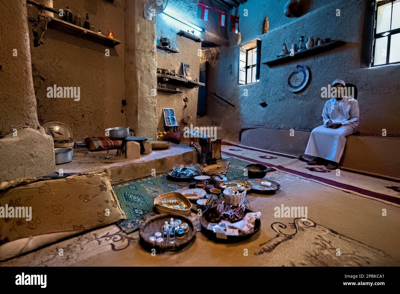 Interior of a traditional Omani home, Bait al Safah, Al Hamra, Oman ...