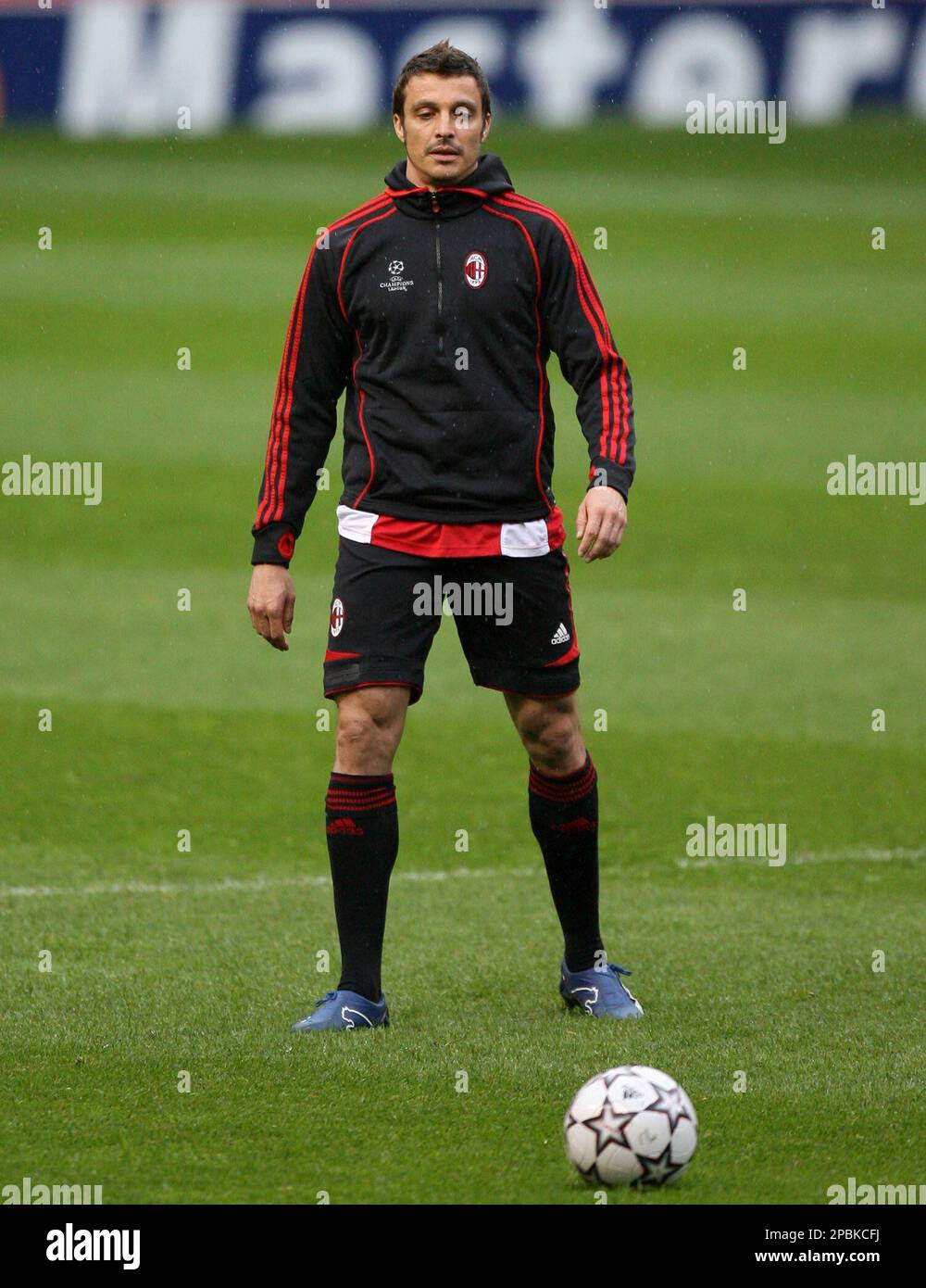 AC Milan's Massimo Oddo trains at Old Trafford Stadium the day before ...