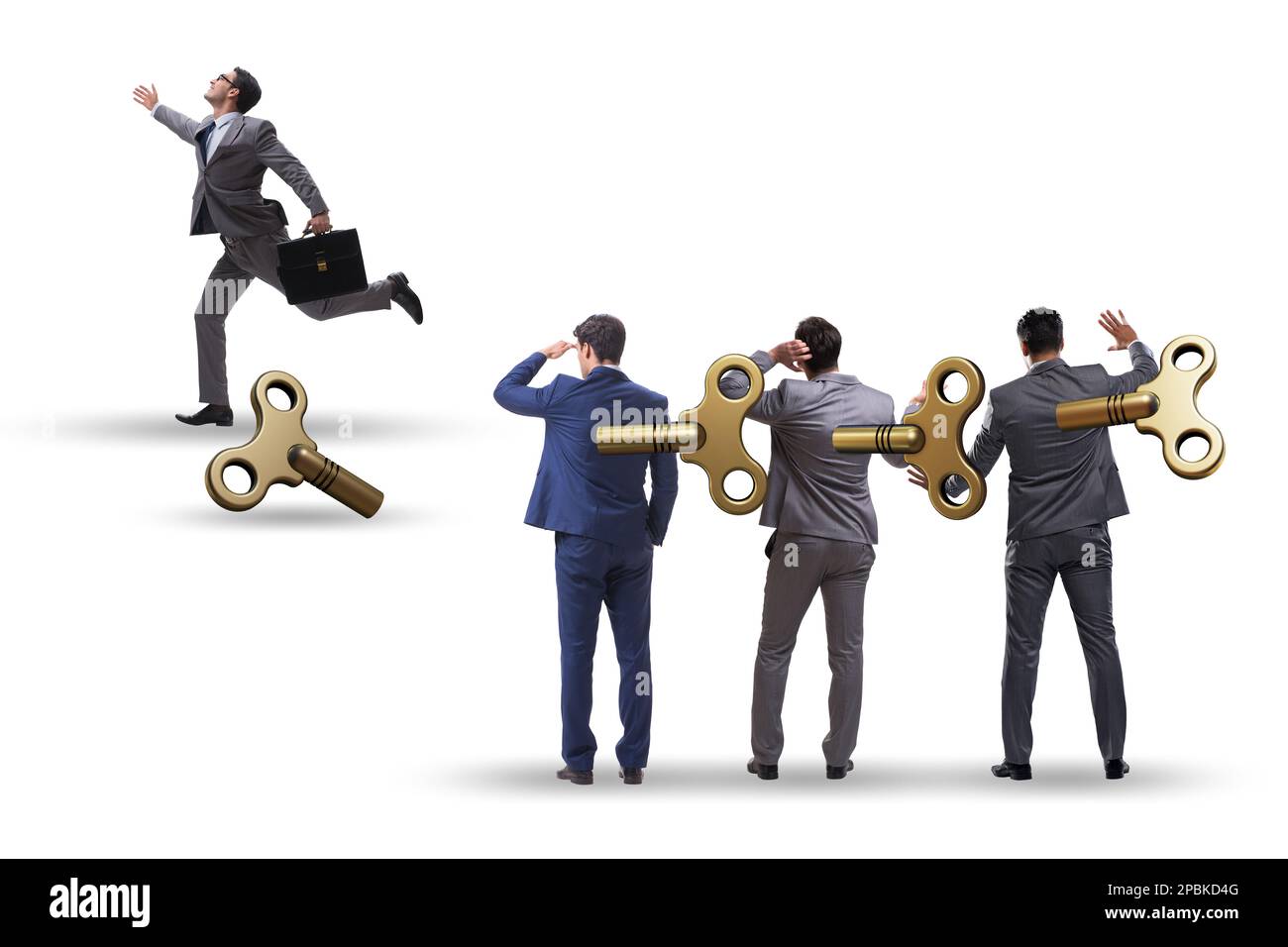 Concept of businessman escaping from the office routine Stock Photo - Alamy