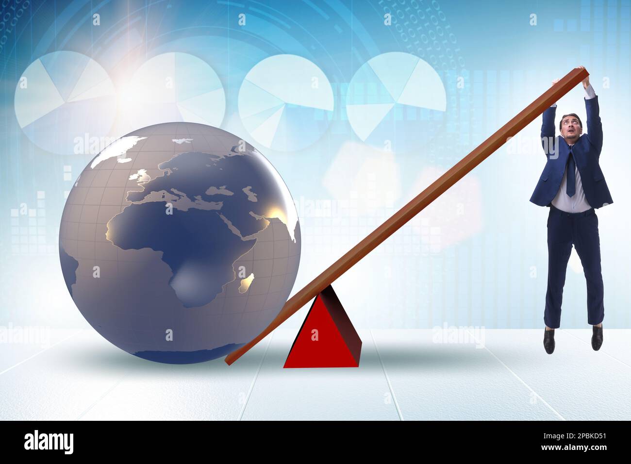 Businessman lifting the earth in the challenge concept Stock Photo - Alamy