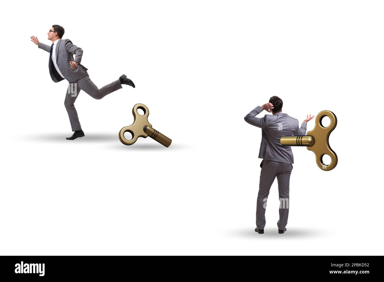 Concept of businessman escaping from the office routine Stock Photo - Alamy