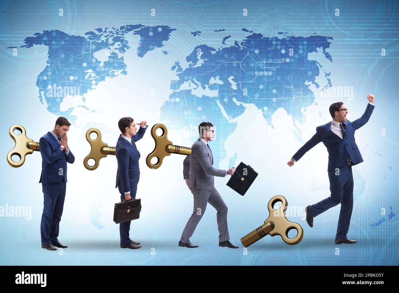 Concept of businessman escaping from the office routine Stock Photo - Alamy