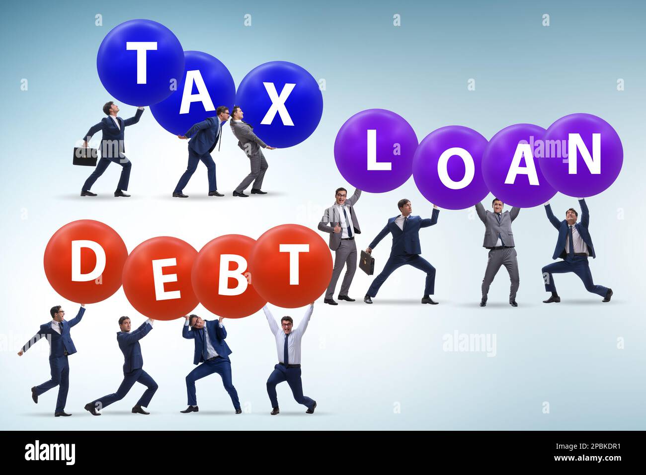 Businessmen in load and debt concept Stock Photo - Alamy