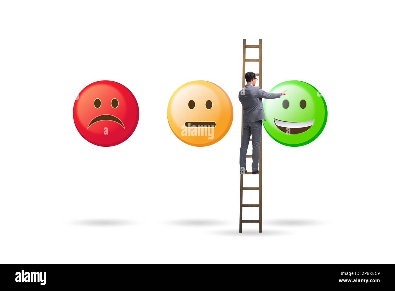 Illustration of customer feedback with the faces and businessman Stock ...