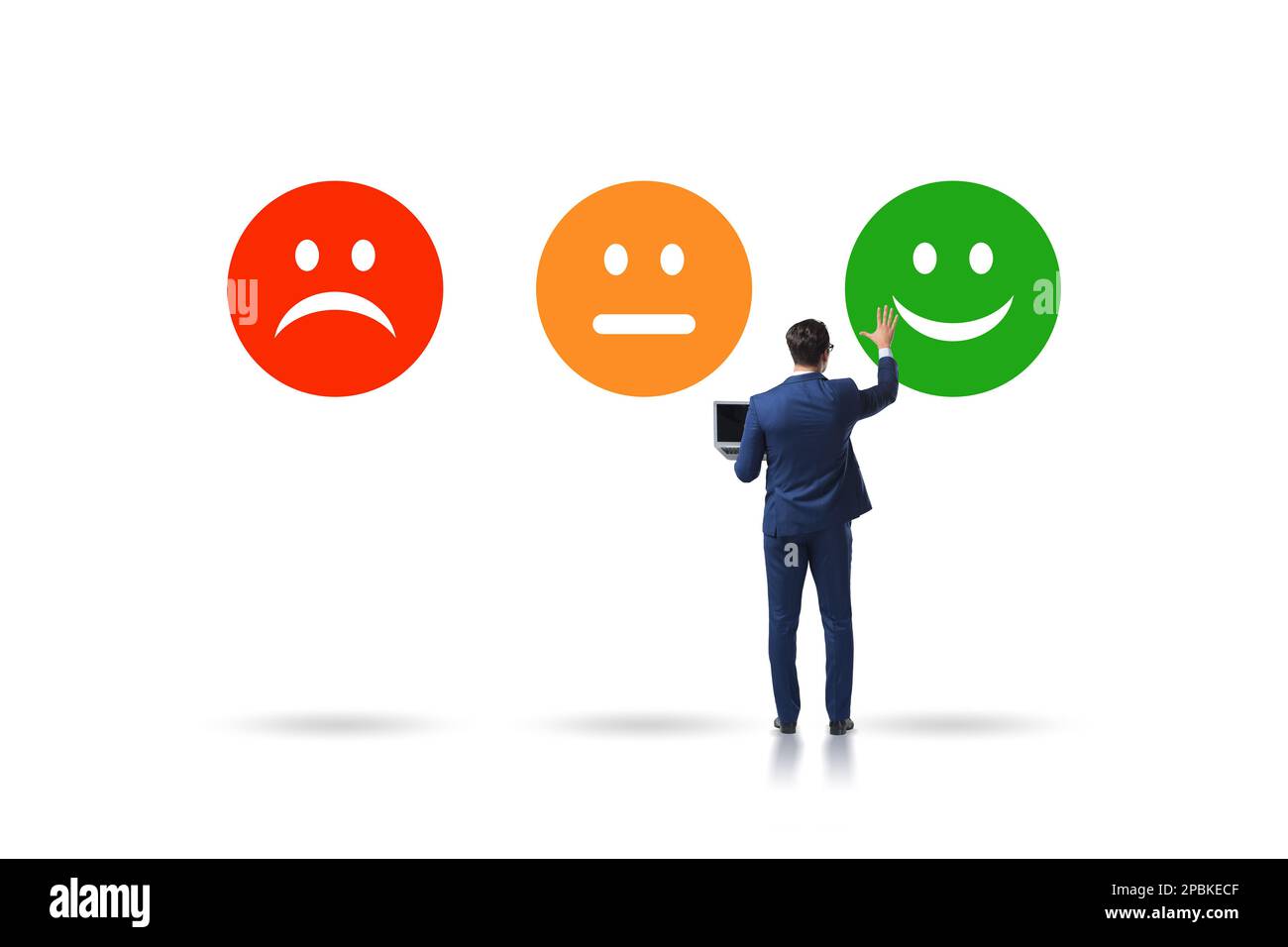 Illustration of customer feedback with the faces and businessman Stock ...